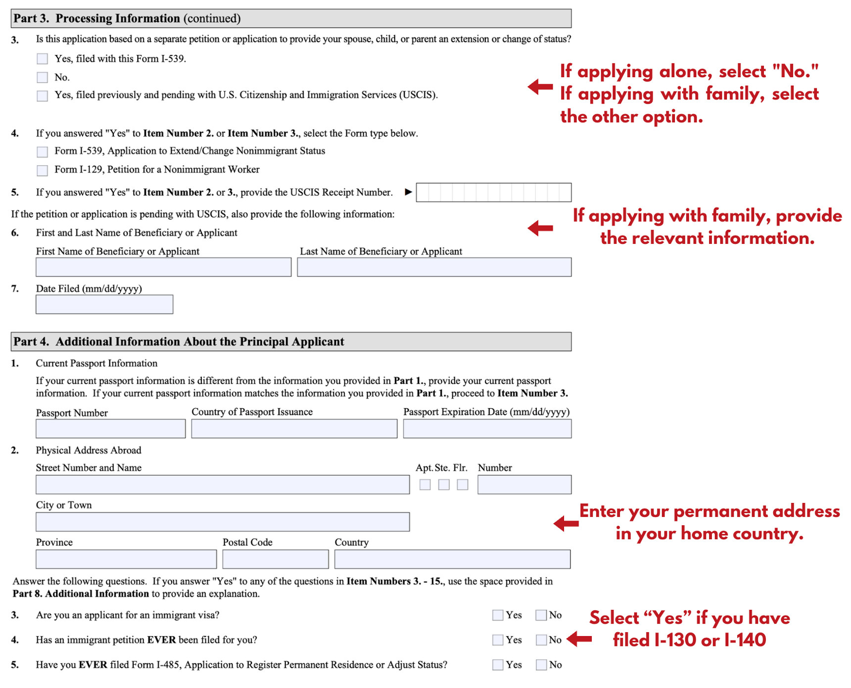 How to Fill out Form I-539?